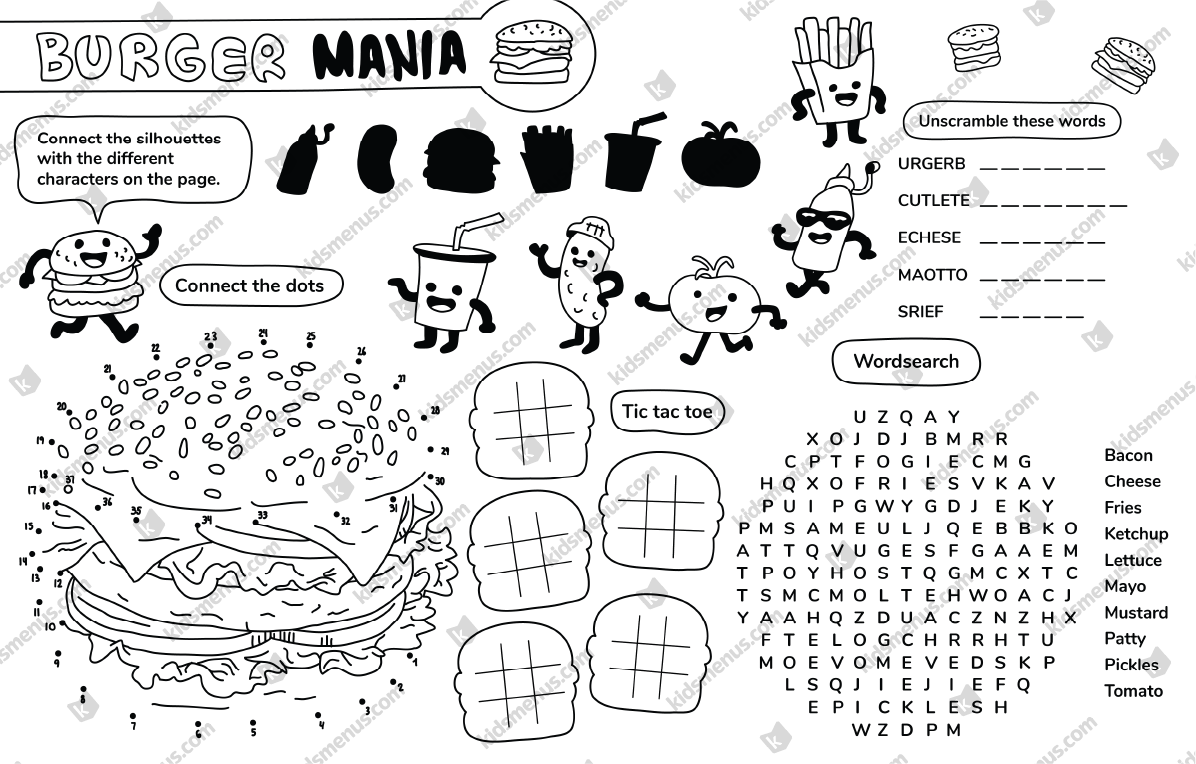 Kids menus & activity placemats made simple